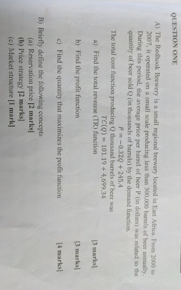 Solved Explain how to solve QUESTION ONEA) ﻿The Redhook | Chegg.com