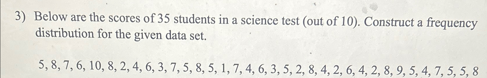 Solved Below are the scores of 35 ﻿students in a science | Chegg.com