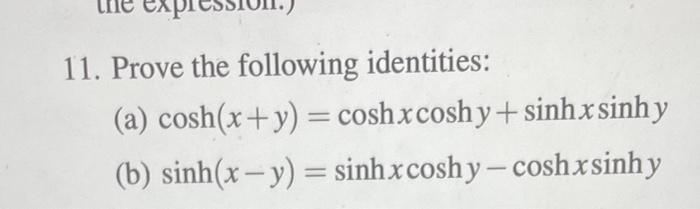 Solved 11. Prove the following identities: (a) | Chegg.com