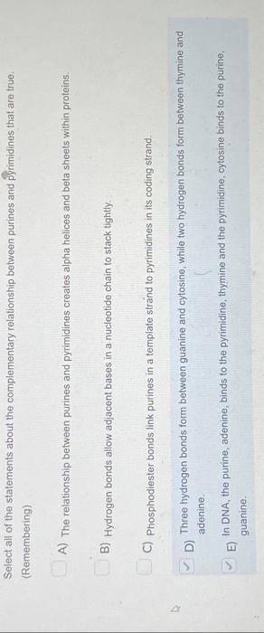 Solved Select all of the statements about the complementary | Chegg.com