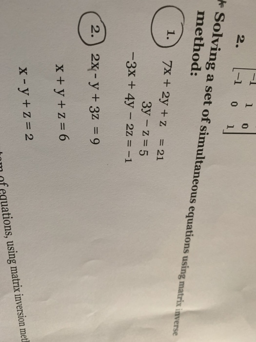 Solving Simultaneous Equations Using Matrix Inverse Method - Tessshebaylo