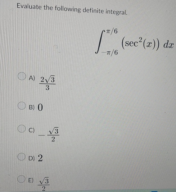 Solved Evaluate the following definite | Chegg.com