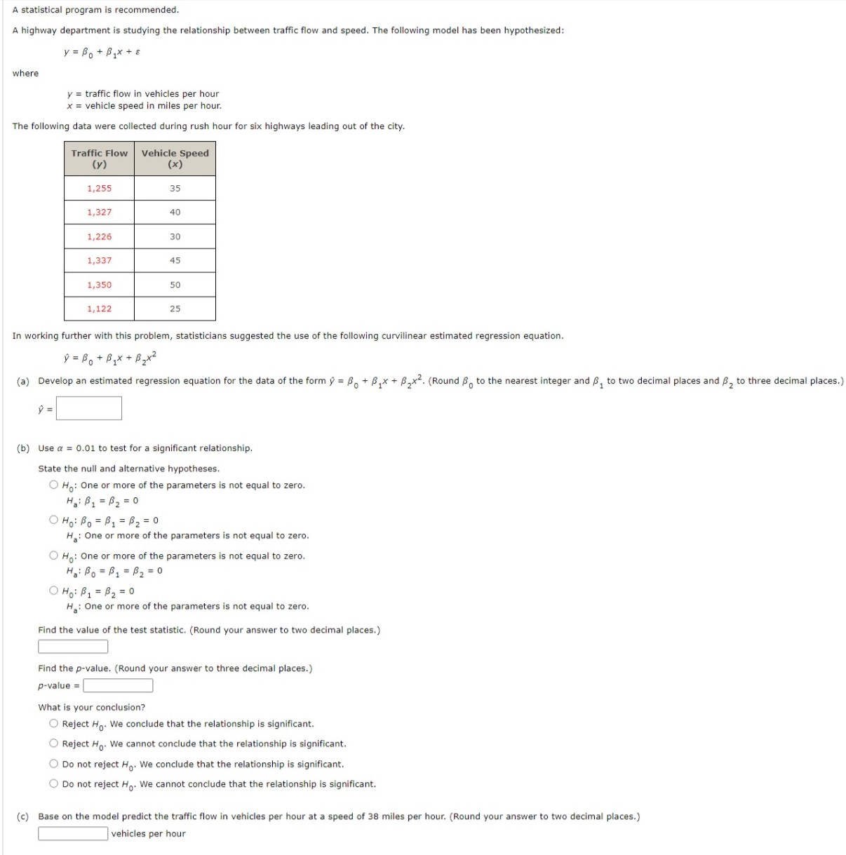Solved A statistical program is recommended.A highway | Chegg.com