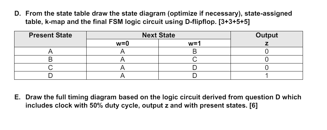 Solved D. ﻿From the state table draw the state diagram | Chegg.com