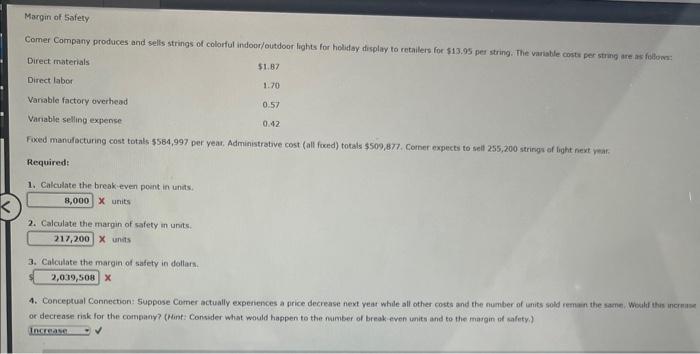Solved Comer Company produces and sells strings of colorful | Chegg.com