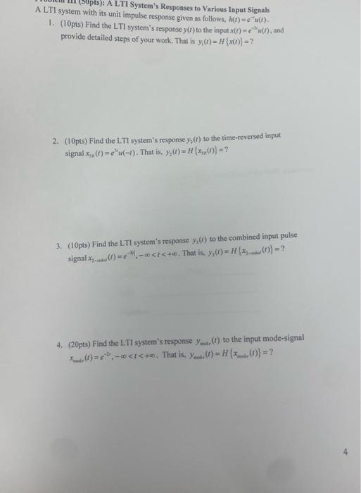 Solved A LTI system with its unit impulse response given as | Chegg.com
