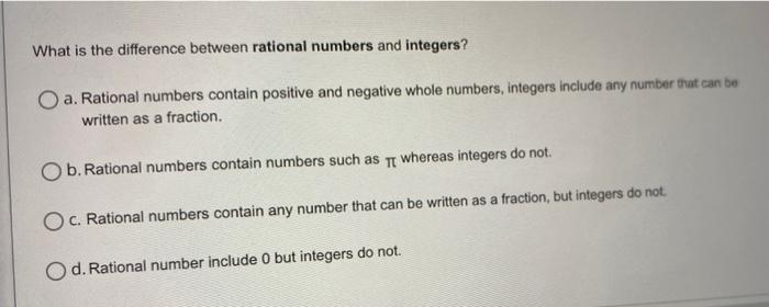 Solved What is the difference between rational numbers and | Chegg.com