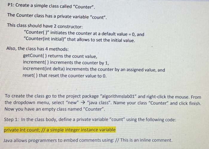 Solved P1 Create A Simple Class Called Counter The 7937