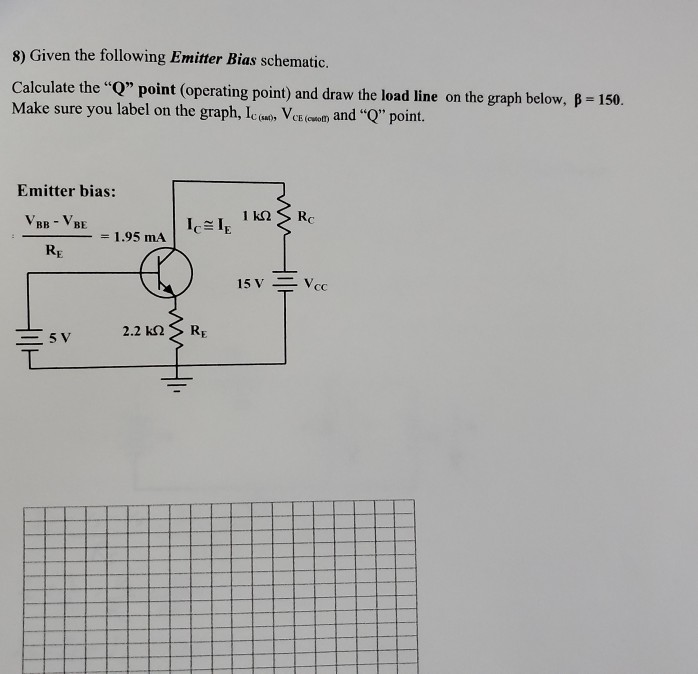 Solved 8) Given the following Emitter Bias schematic. | Chegg.com