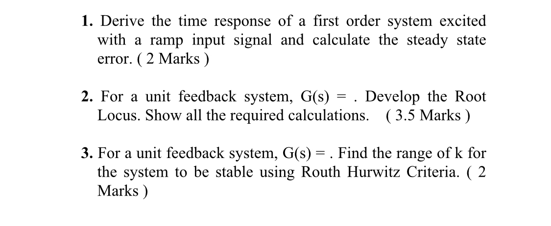 Solved Derive the time response of a first order system | Chegg.com