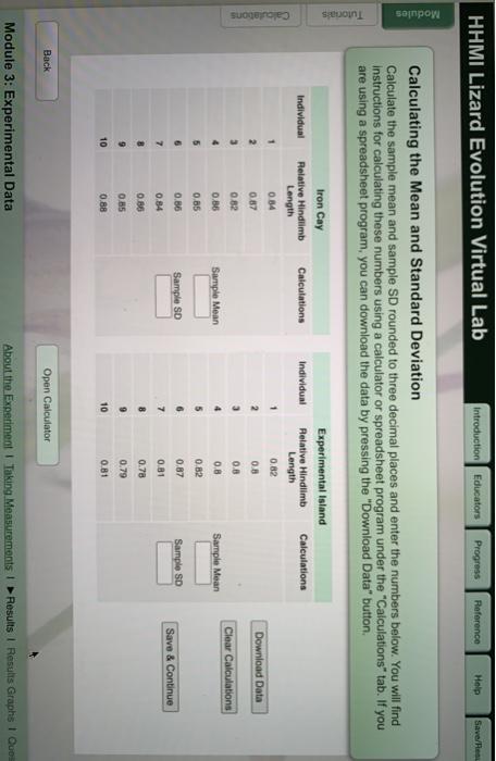 Solved HHMI Lizard Evolution Virtual Lab Introduction | Chegg.com