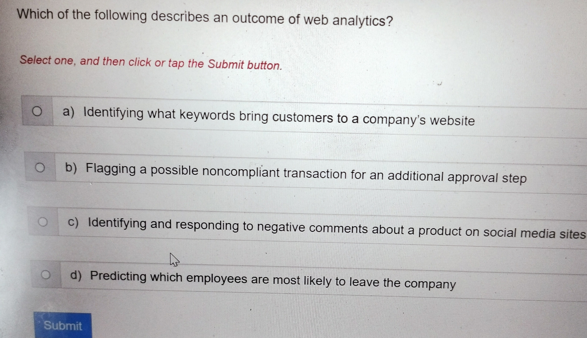 Solved Which of the following describes an outcome of web | Chegg.com