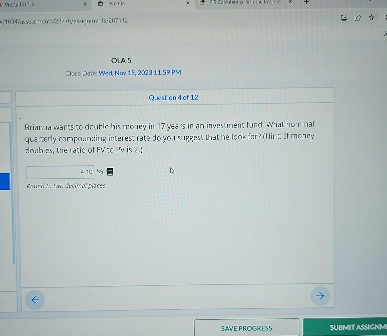Solved Brianna wants to double his money in 17 years in an | Chegg.com