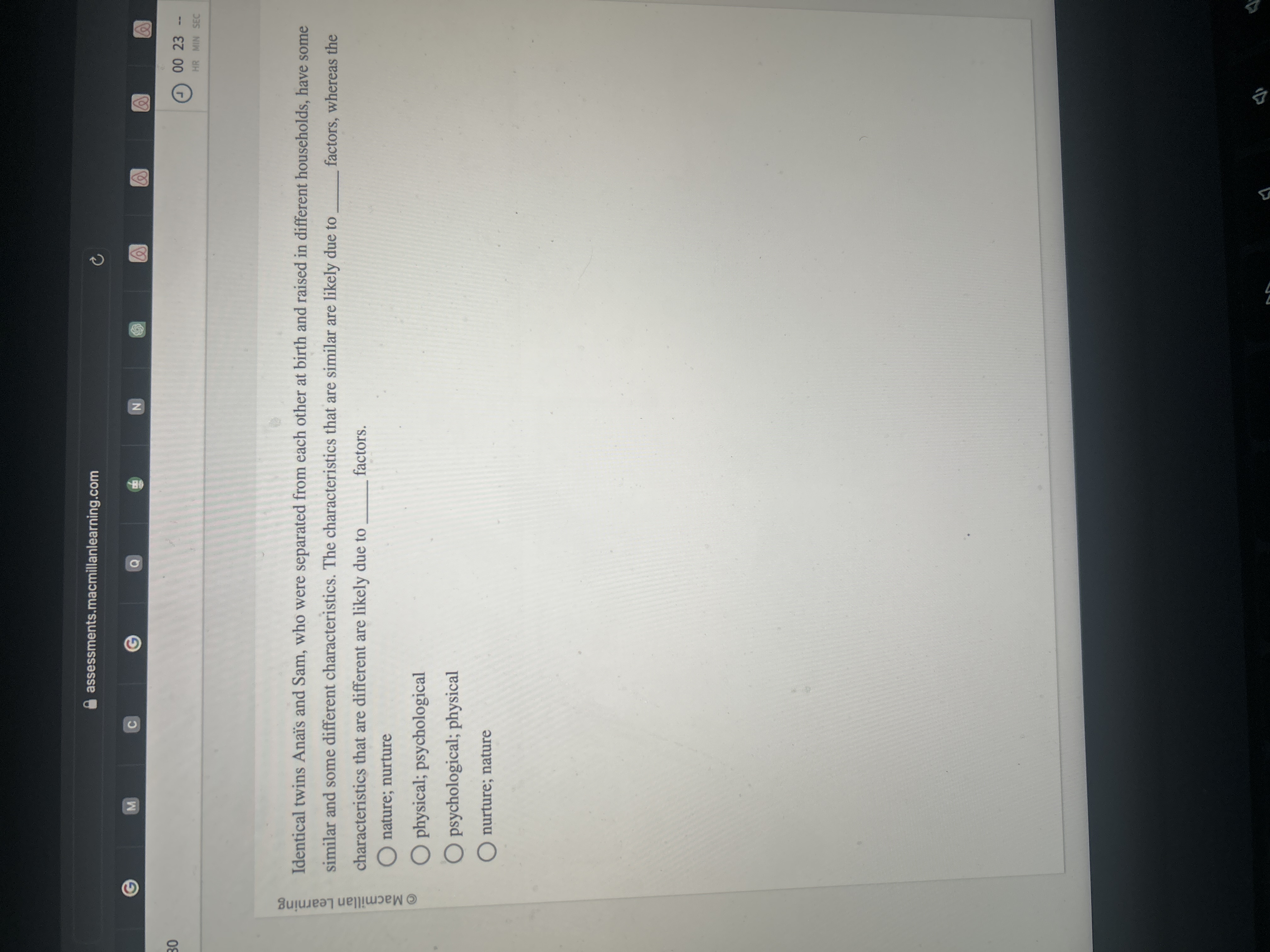 Solved Identical twins Anaïs and Sam, who were separated | Chegg.com