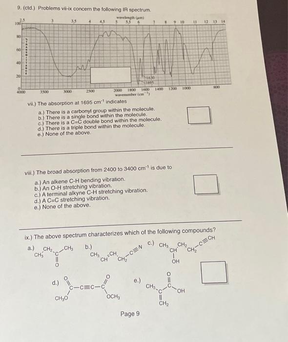 Solved 9. (18 pts.). In the box to the right of each | Chegg.com