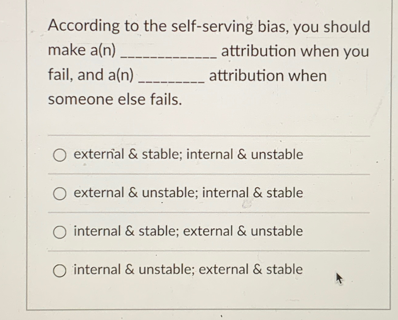 Solved According to the self-serving bias, you should make | Chegg.com