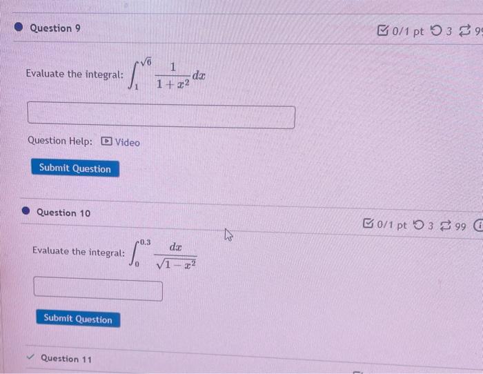 Solved ∫161+x21dx deo ∫00.31−x2dxEvaluate the following | Chegg.com