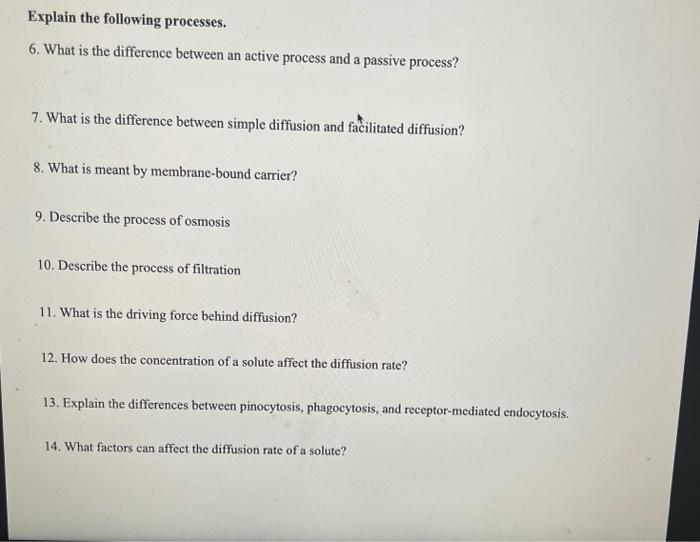 Solved Part I: Define the following terms. 1. Diffusion 2. | Chegg.com