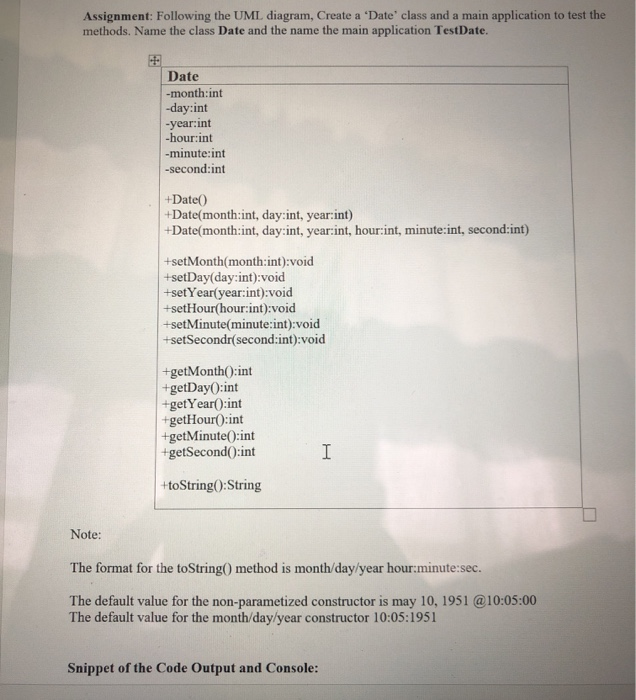 Solved Assignment: Following the UML diagram, Create a | Chegg.com