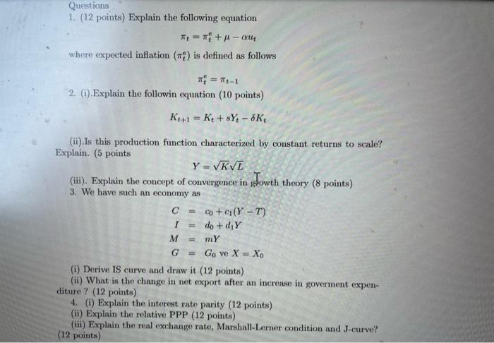 Solved Questions 1. (12 points) Explain the following | Chegg.com