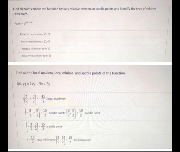 Solved Find all points where the function has any relative | Chegg.com