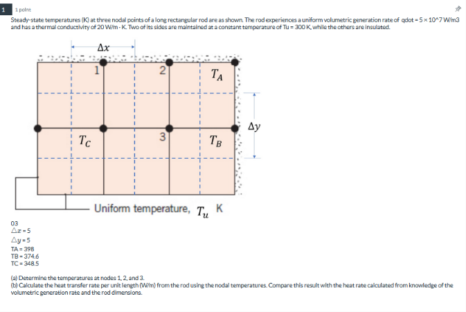 Solved 11 ﻿polntSteady-state temperatures ( K ) at ﻿three | Chegg.com