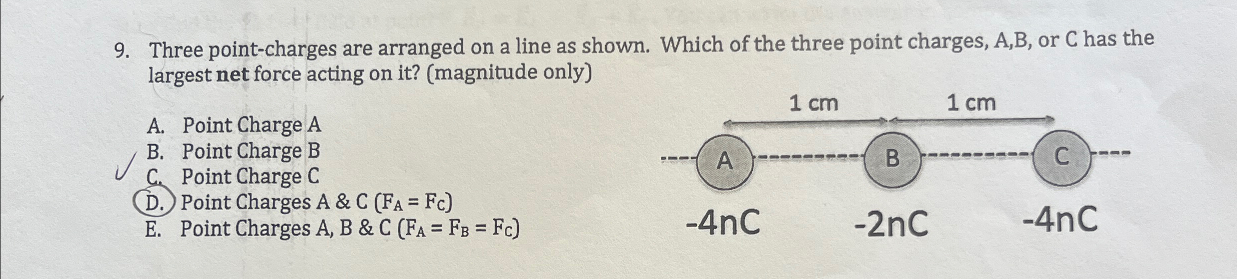 Solved Three point-charges are arranged on a line as shown. | Chegg.com
