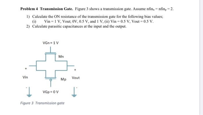 Solved Problem 4 Transmission Gate. Figure 3 shows a | Chegg.com