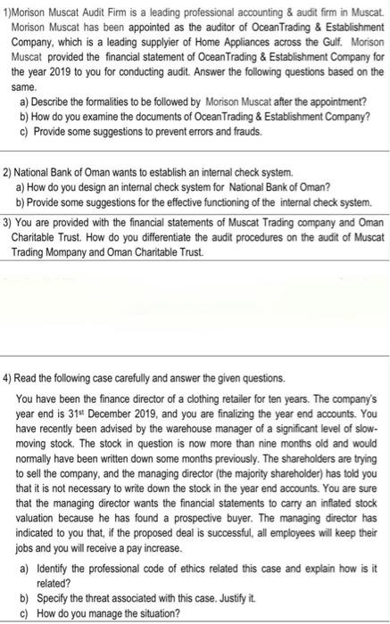 1) Morison Muscat Audit Firm is a leading | Chegg.com