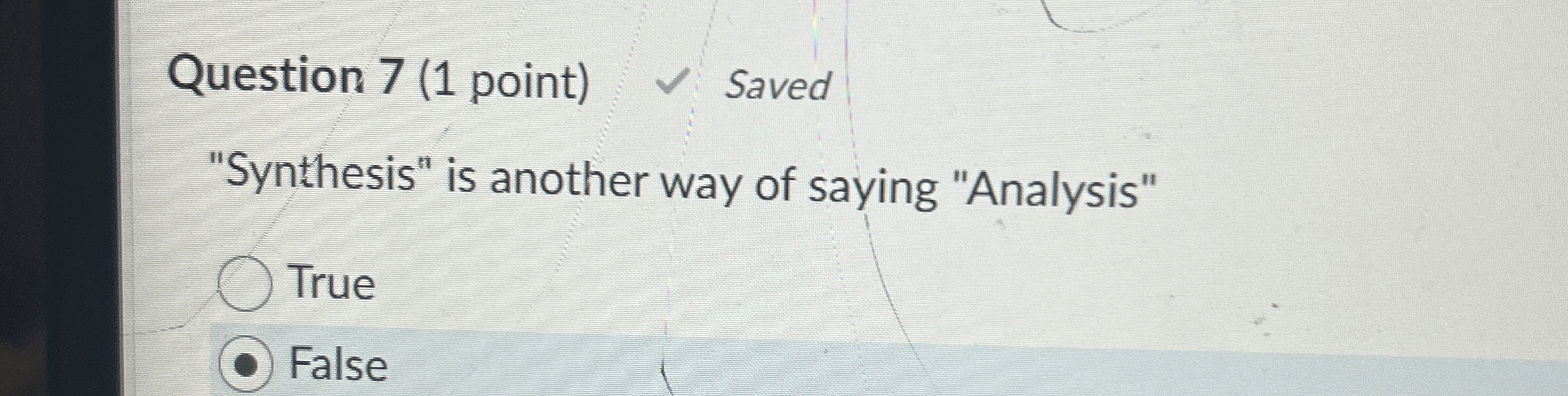 Solved Question 7 (1 ﻿point) ﻿Saved"Synthesis" is another | Chegg.com