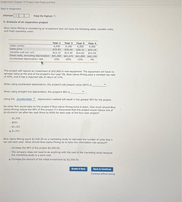 Solved 5. Analysis of an expansion project Blue Llama Mining | Chegg.com