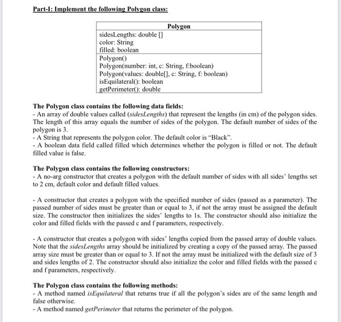 Solved Part-I: Implement the following Polygon class: | Chegg.com