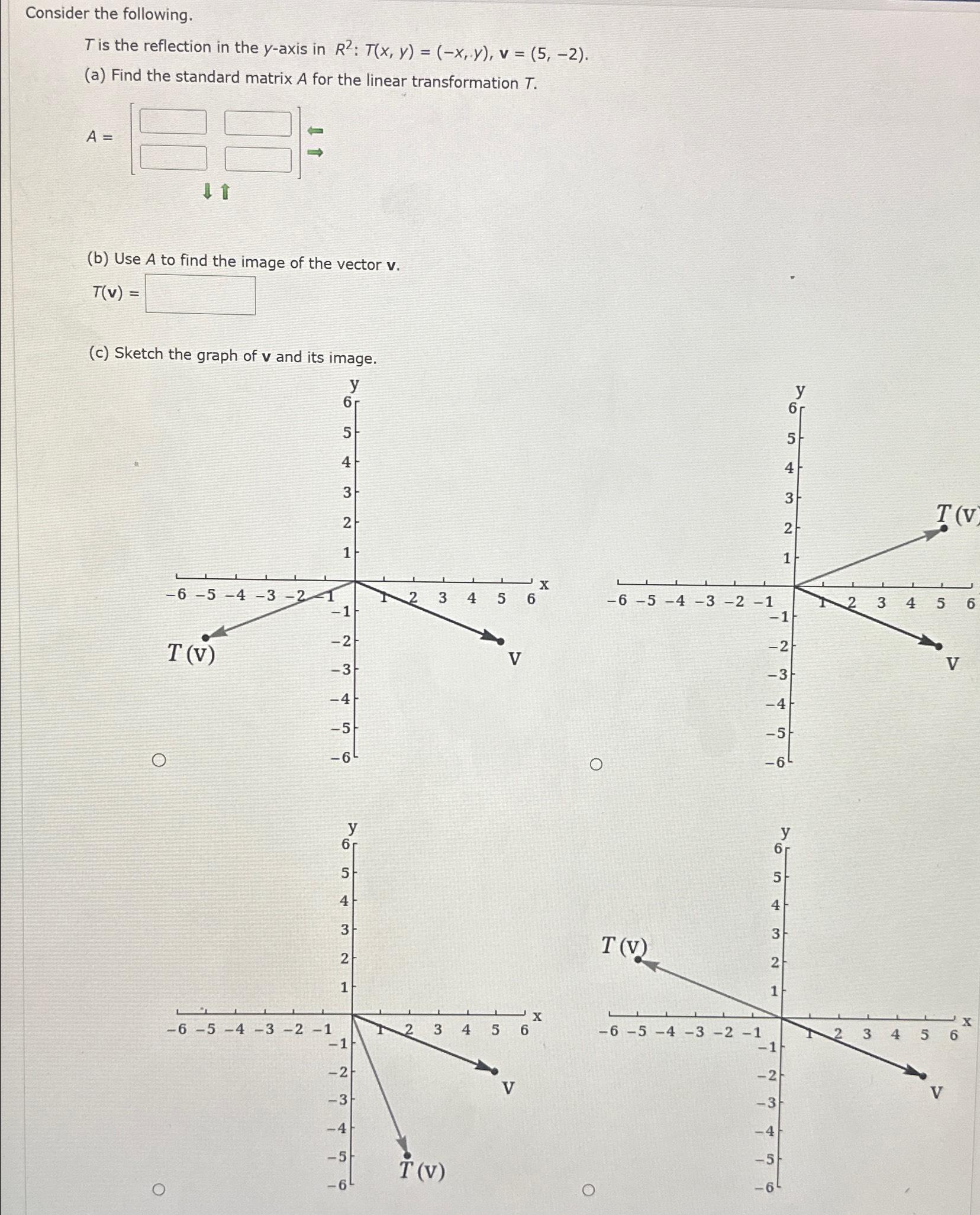 Solved Consider the following.T ﻿is the reflection in the | Chegg.com