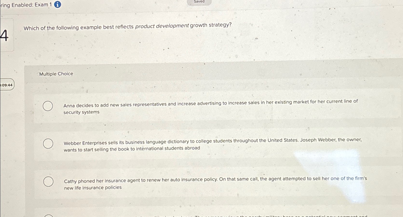 Solved ring Enabled: Exam 1 (i)SavedWhich of the following | Chegg.com