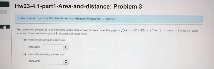 Solved Hw23-4.1-part1-Area-and-distance: Problem 3 Problem | Chegg.com