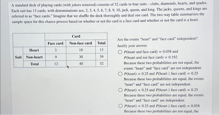 Solved A standard deck of playing cards (with jokers | Chegg.com