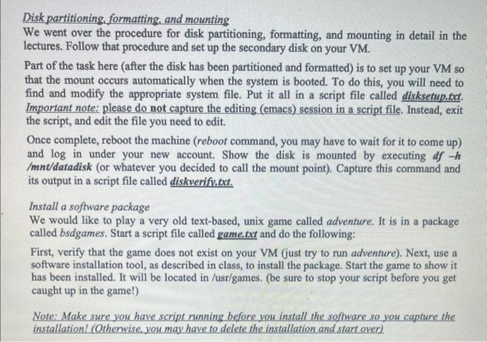 Solved Disk partitioning, formatting, and mounting We went | Chegg.com