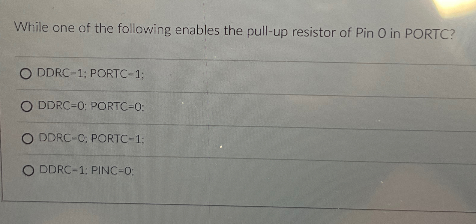 Solved While one of the following enables the pull-up | Chegg.com