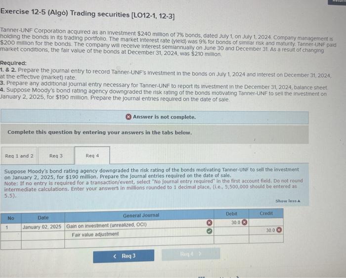 Solved Exercise 12.5 (Algo) Trading securities [LO12-1. | Chegg.com