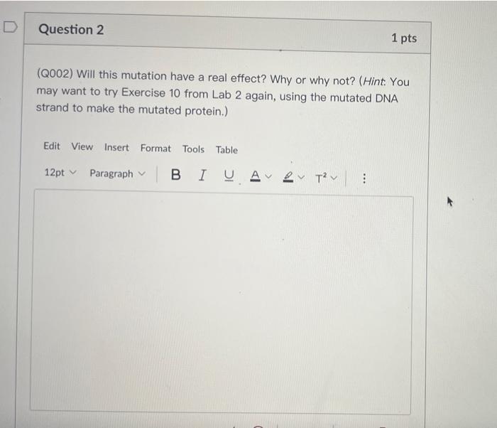 (Q001) In Lab 2, Exercise 8, you determined the amino | Chegg.com