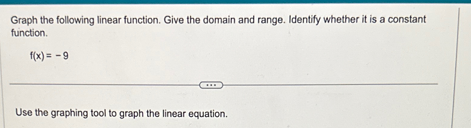 Solved Graph the following linear function. Give the domain | Chegg.com