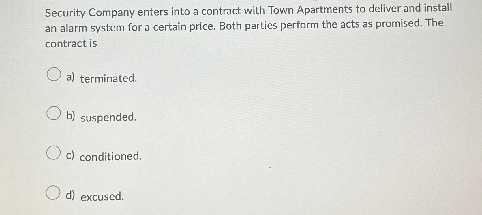 Solved Security Company enters into a contract with Town | Chegg.com