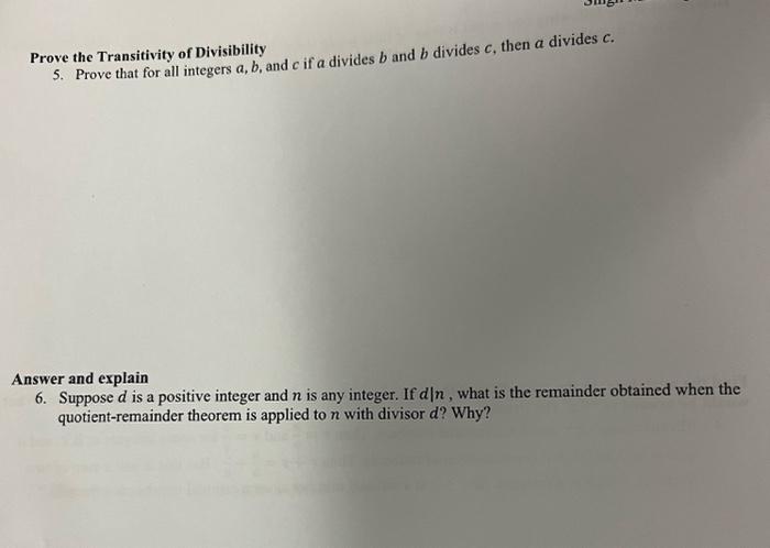 Solved 5. Prove that for all integers a,b, and c if a | Chegg.com
