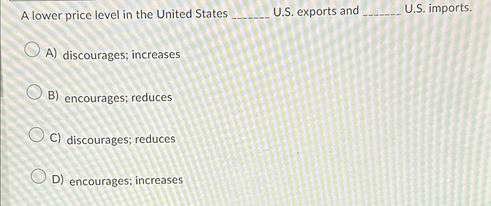 Solved A lower price level in the United States q, ﻿U.S. | Chegg.com