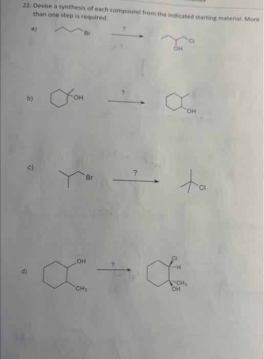 Solved 22. Devise a synthesis of each compound from the | Chegg.com