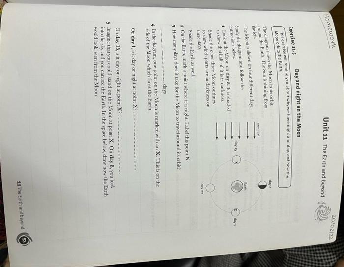 Solved 20102122 Homework Unit 11 The Earth and beyond day | Chegg.com