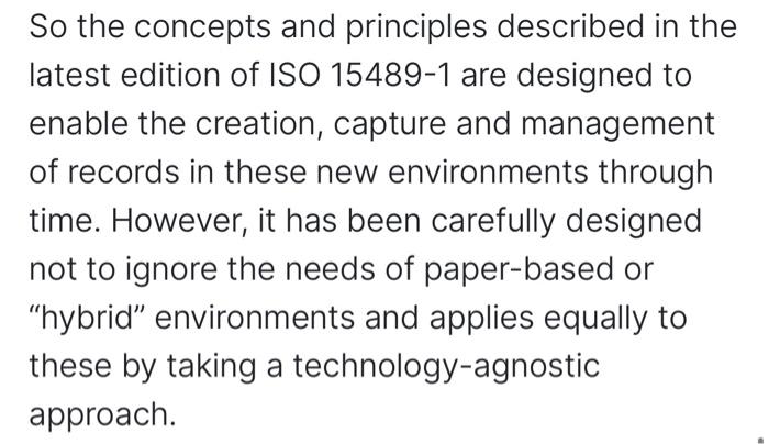 Solved Instructions Research ISO - 15489 and explain in a | Chegg.com