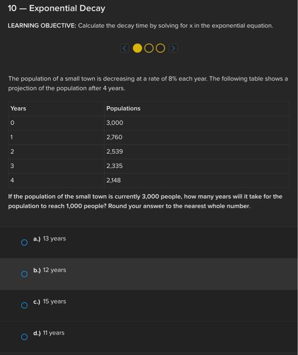 Solved 10 - Exponential Decay LEARNING OBJECTIVE: Calculate | Chegg.com