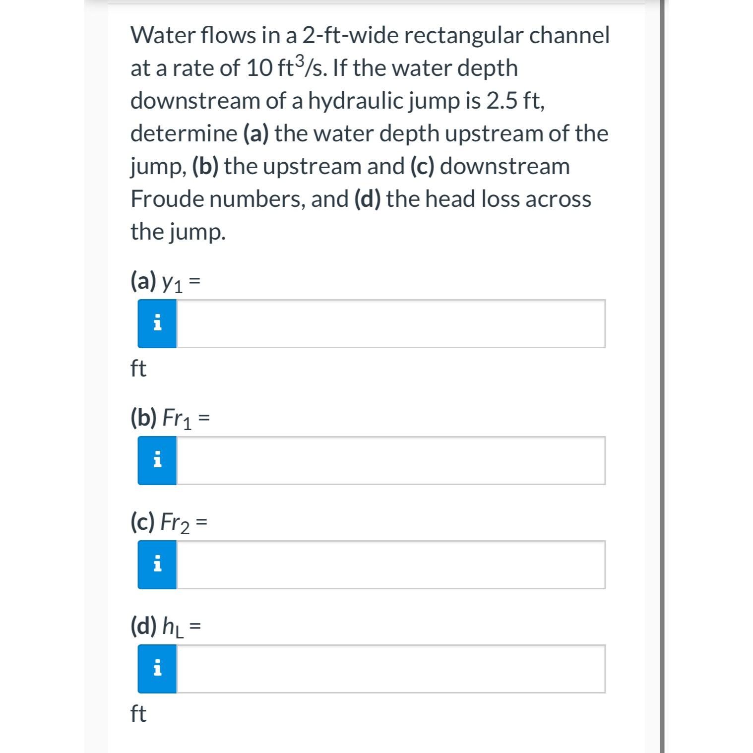 Solved Water flows in a 2-ft-wide rectangular channel at a | Chegg.com