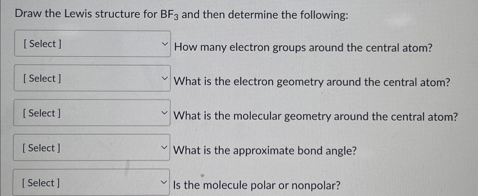 Solved Draw the Lewis structure for BF3 ﻿and then determine | Chegg.com